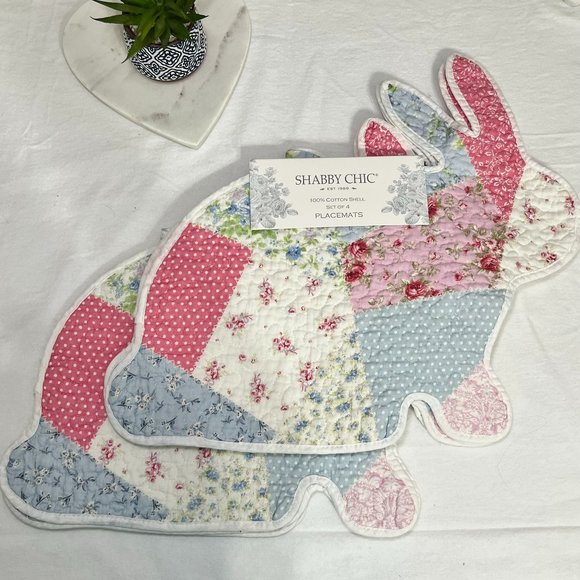 Shabby Chic | Dining | New 4 Shabby Chic Easter Bunny Quilted Placemats ...